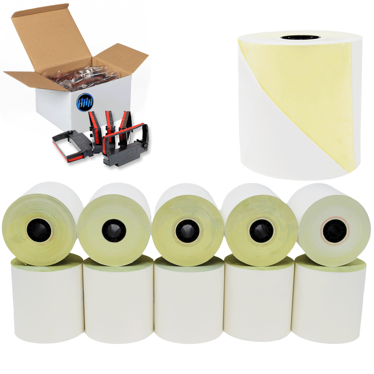Two Ply Carbonless Rolls, 3 X 95 Feet, White/Canary, 50 Rolls Per ...