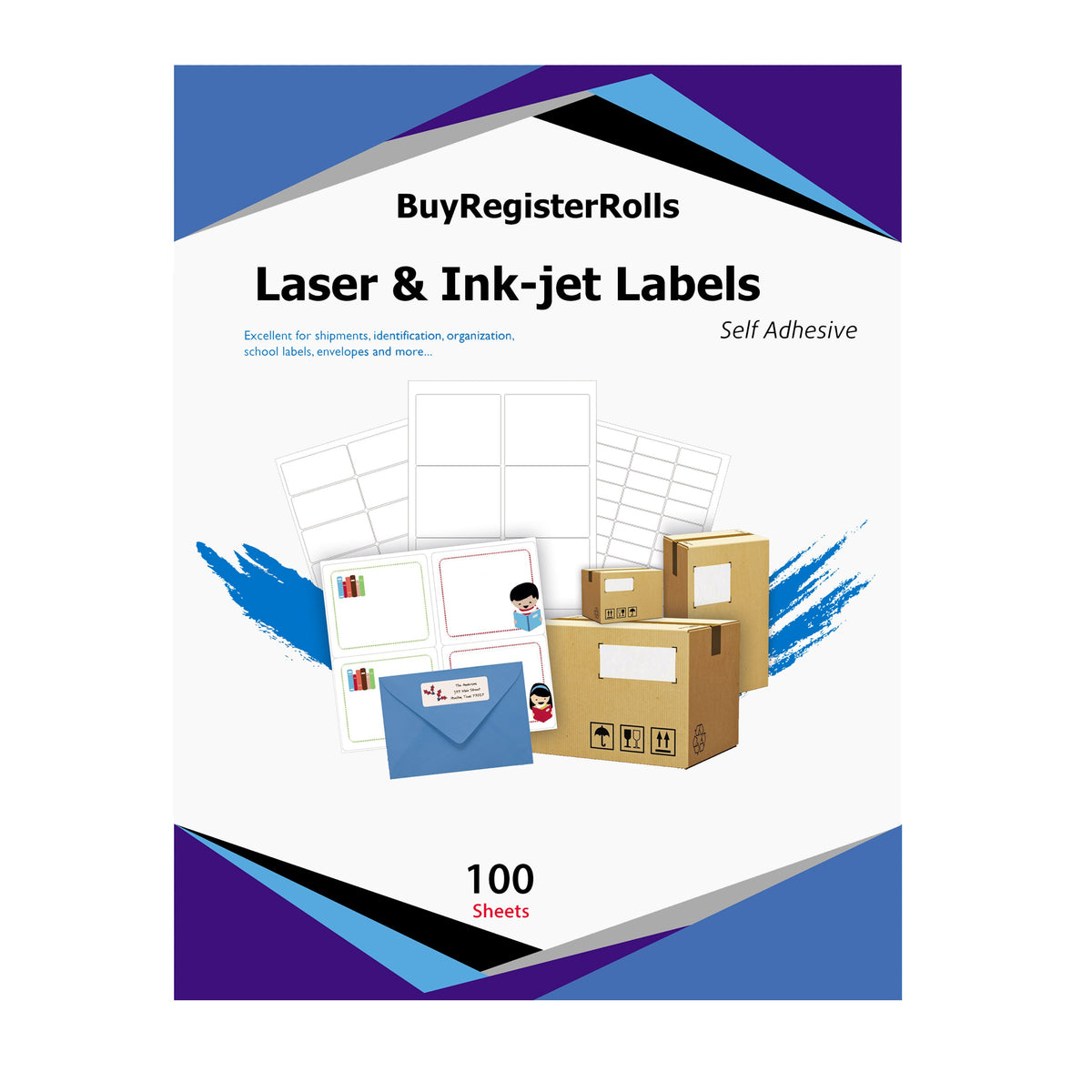 8.5' x 5.5' Inches Half Sheet Shipping Labels | 200 Labels - 100 Sheet ...